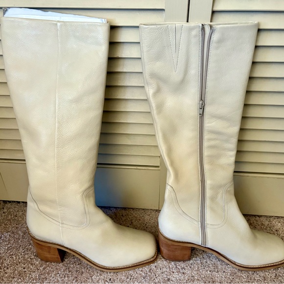 Shoes | Womens Cream Kneehigh Boots | Poshmark